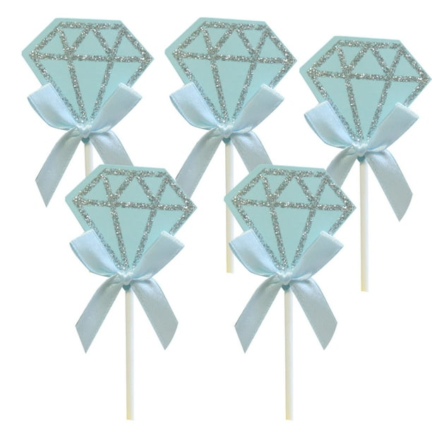 5Pcs Dessert Cakes Toppers Decoration Shiny Diamond Bithday Party Cake ...