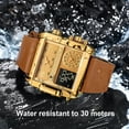Men Luxury Luminous Waterproof Square Dial Digital Watch Analog Quartz ...