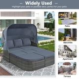 6PCS Patio Daybed with Canopy, Large Outdoor Daybed Sunbed with ...