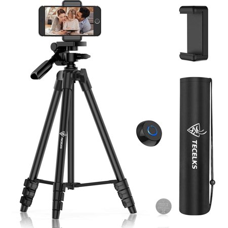 Phone Tripod 55", Travel/Camera Lightweight Tripod with Wireless Remote ...