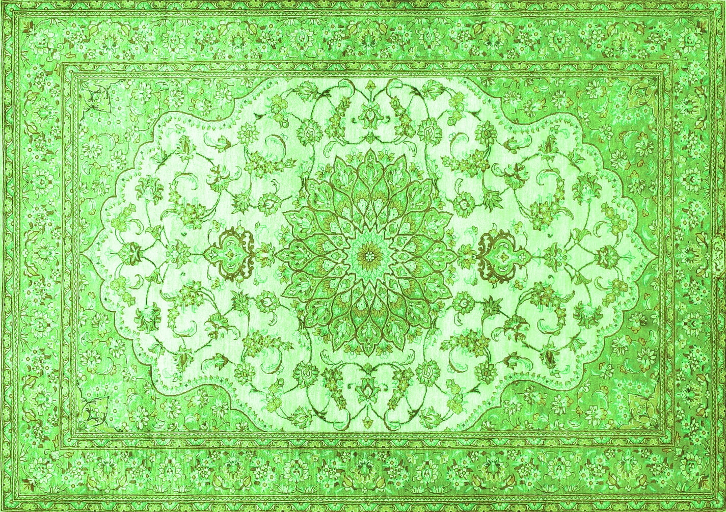 Ahgly Company Indoor Rectangle Medallion Green Traditional Area Rugs, 5 ...