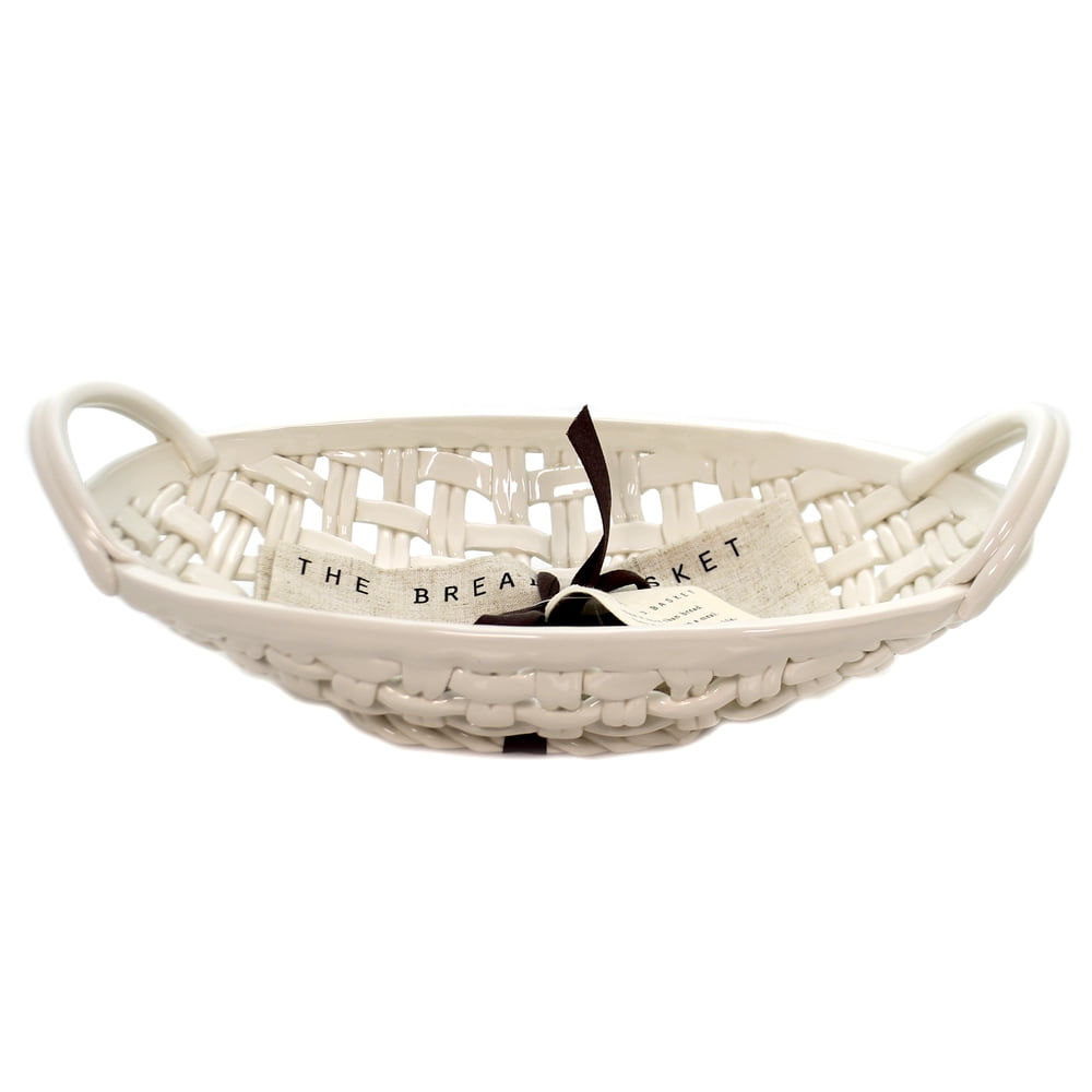 Tabletop CERAMIC BREAD BASKET W/ TOWEL Ceramic Gather Family 1004260106 ...