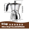 6 Cup Plastic Transparent Moka Pot Stainless Steel Uncoated Stovetop ...