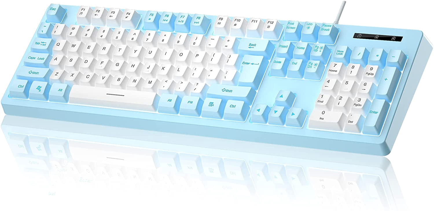 LORERAN Keyboard Wired, Ergonomic Office Keyboard with Rainbow LED ...