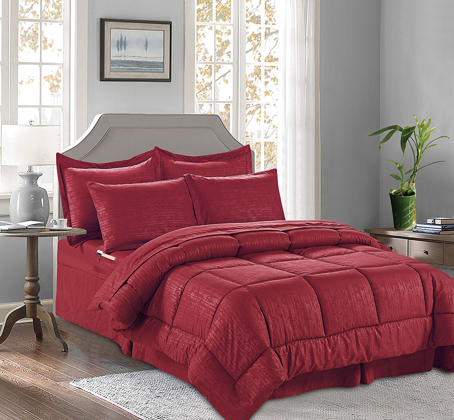 Silky Soft Bamboo Design Bed In A Bag 8 Piece Comforter Set TwinTwin