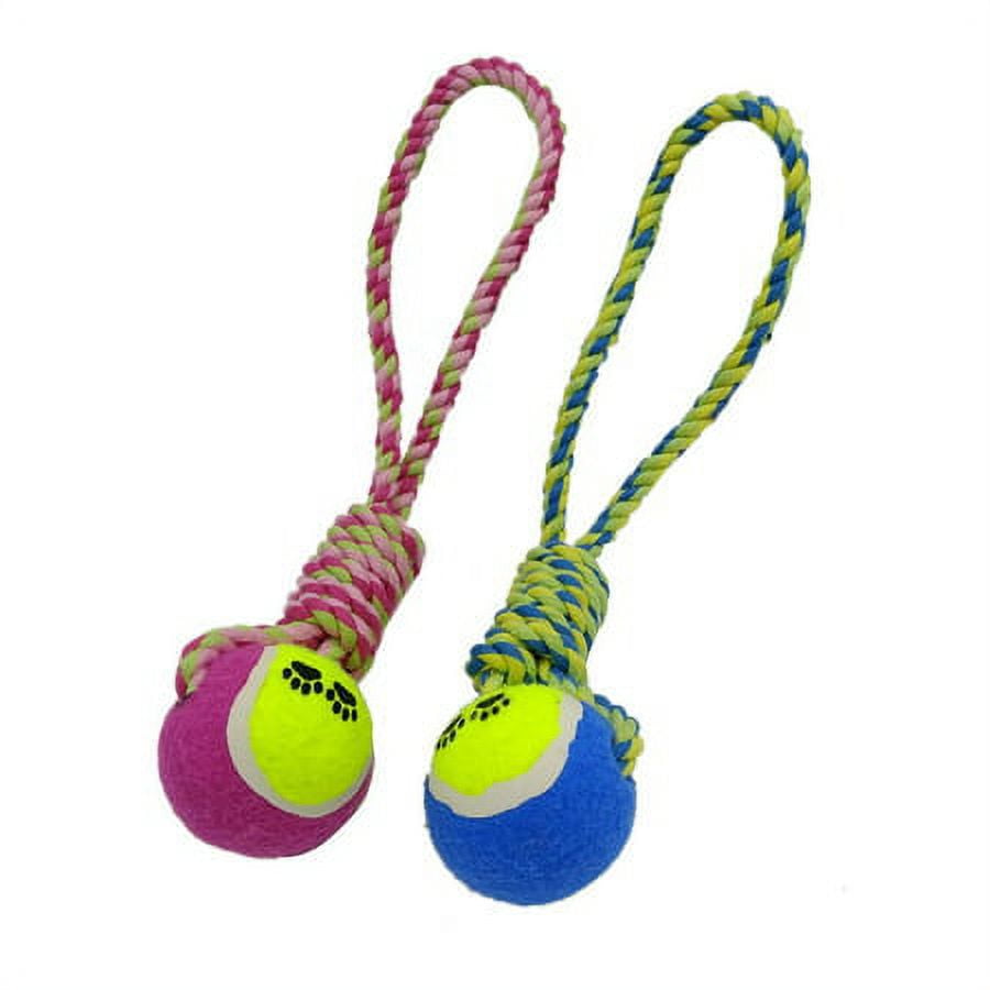 Pet Dog Toy Cotton Rope with Tennis Ball Chewing Toy - Walmart.com