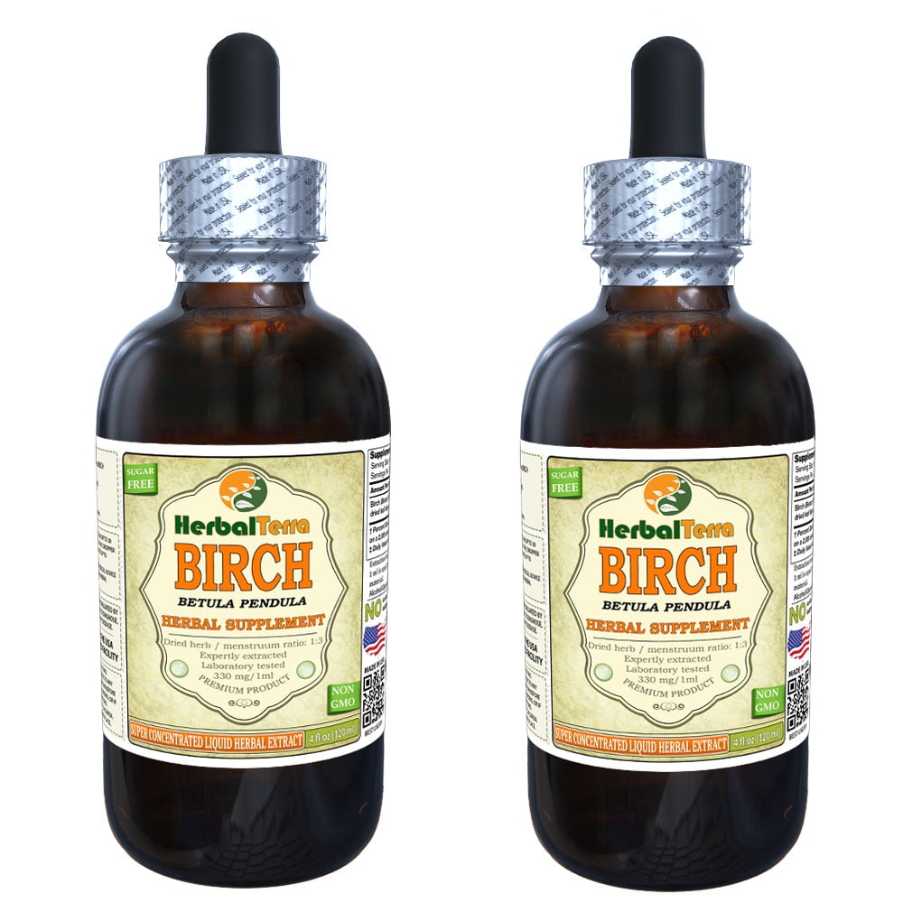 Birch (Betula Pendula) Tincture, Dried Leaves Powder Liquid Extract ...