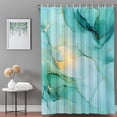 Bathroom Shower Curtain Vintage Green Marble Gold Line Waterproof ...