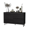 Demi Bonn Black Double-Row 6-Drawer Cabinet, Fabric-Covered Drawers ...