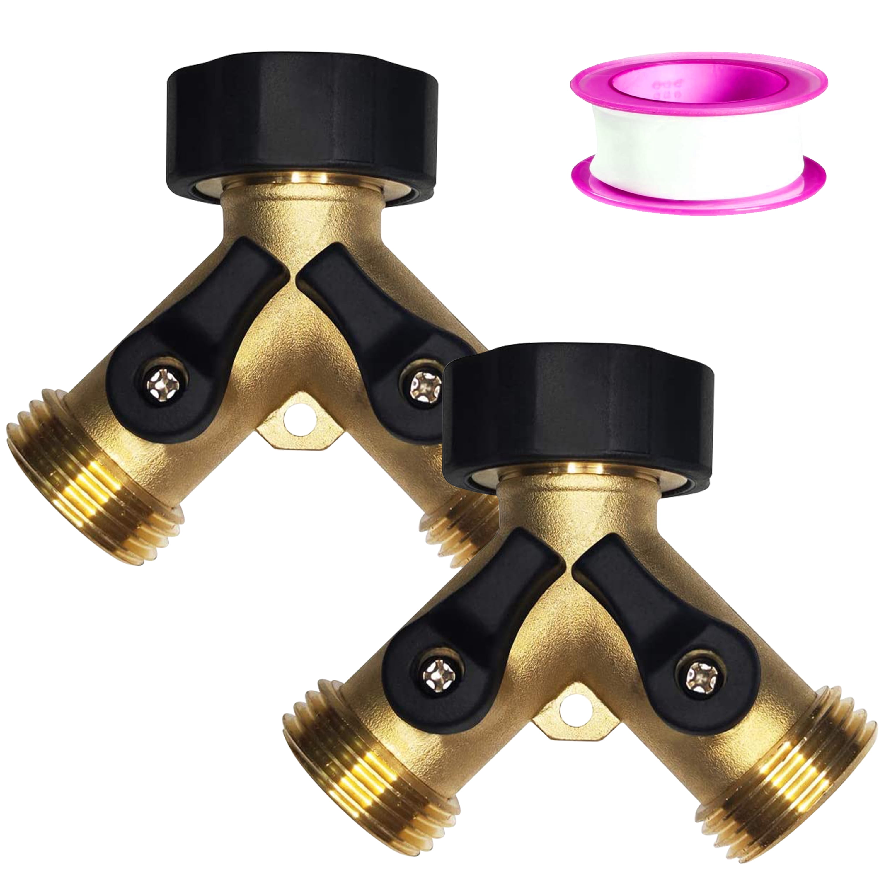 Garden Hose Splitter 2 Way, Y Connector Brass Garden Hose Adapter ...