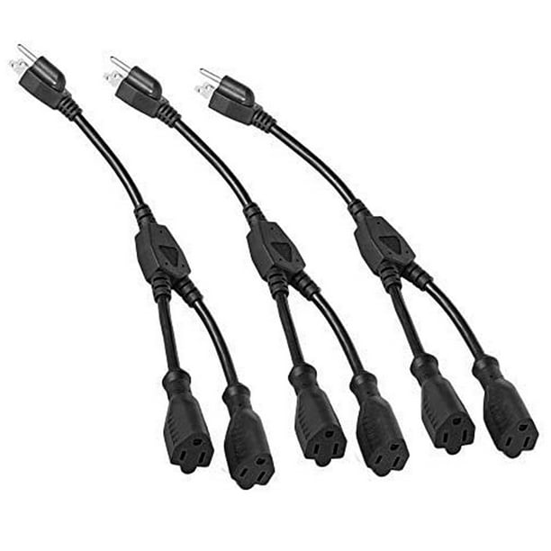 Luxury Office 2 Way Outlet Splitter 3 Prong Split Extension Cord For ...