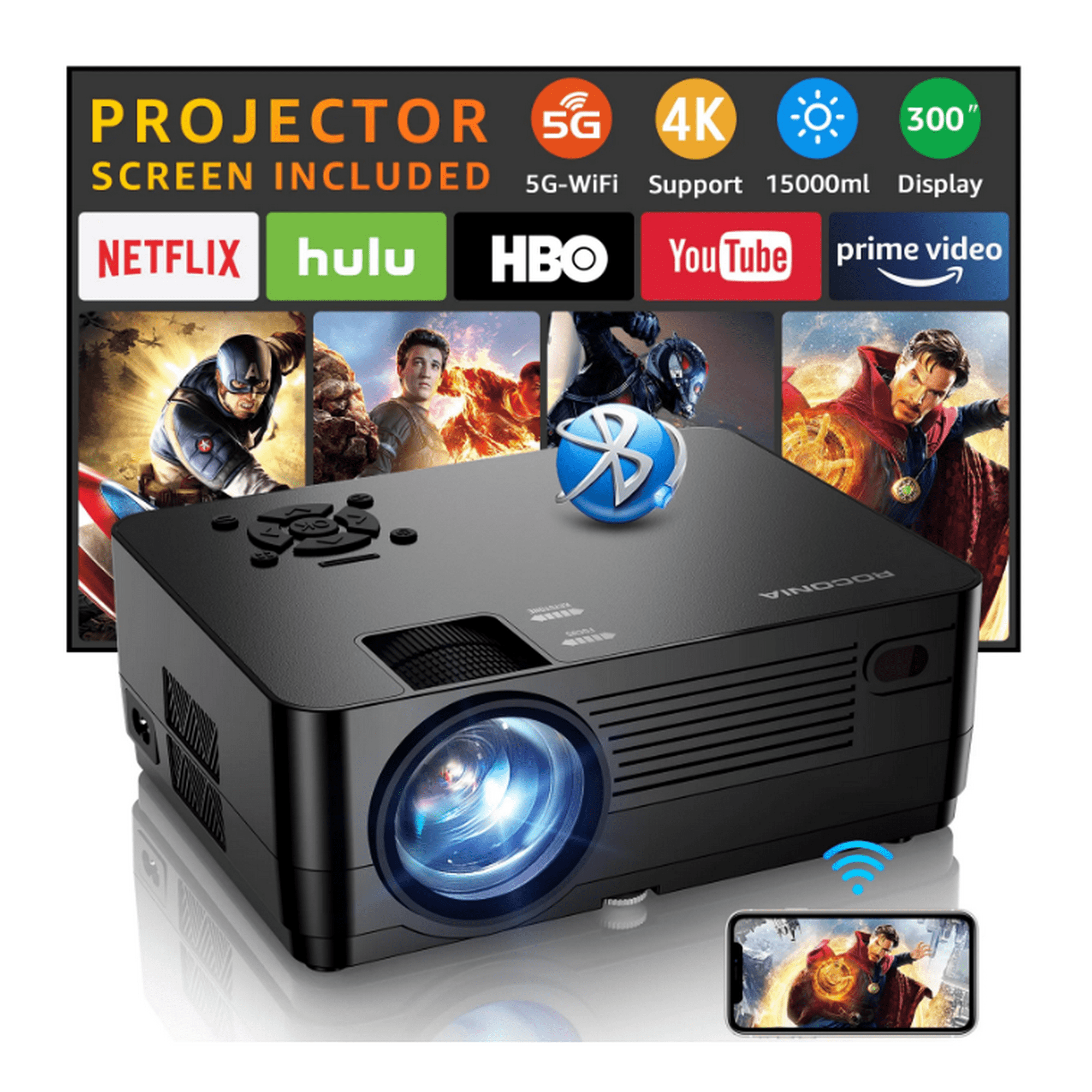 Click here for Roconia 5g Wifi Bluetooth 4k Support Native 1080p... prices