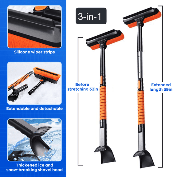 Rain-X 61" Auto Snow Broom & Ice Scraper, Windshield Removal Tool ...