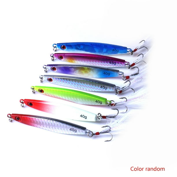 7pcs Simulation Fish Lead Lures Metal Plate Reflection Fish Fishhook ...