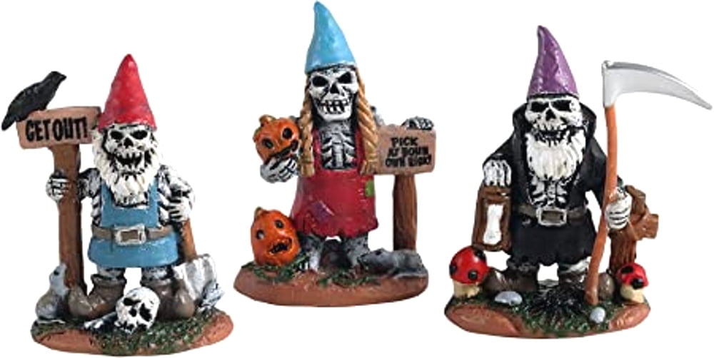 Lemax 14832 SKELETON GARDEN GNOMES Set of 3 Spooky Town Figurines ...