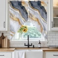 Abstract Marble Swag Curtain Valance for Window 2 Panels Black White ...