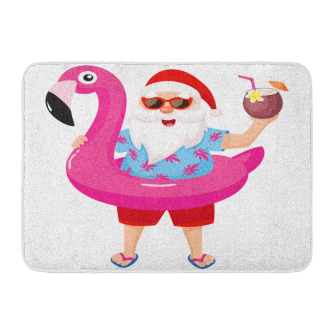 SIDONKU Pink Santa Claus Flamingo Inflatable Ring Tropical Christmas ...