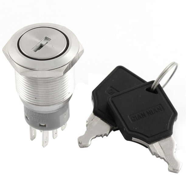 Electric 3 Positions ON/OFF/ON 1NO 1NC Keylock Switch 250V 5A w 2 Keys ...