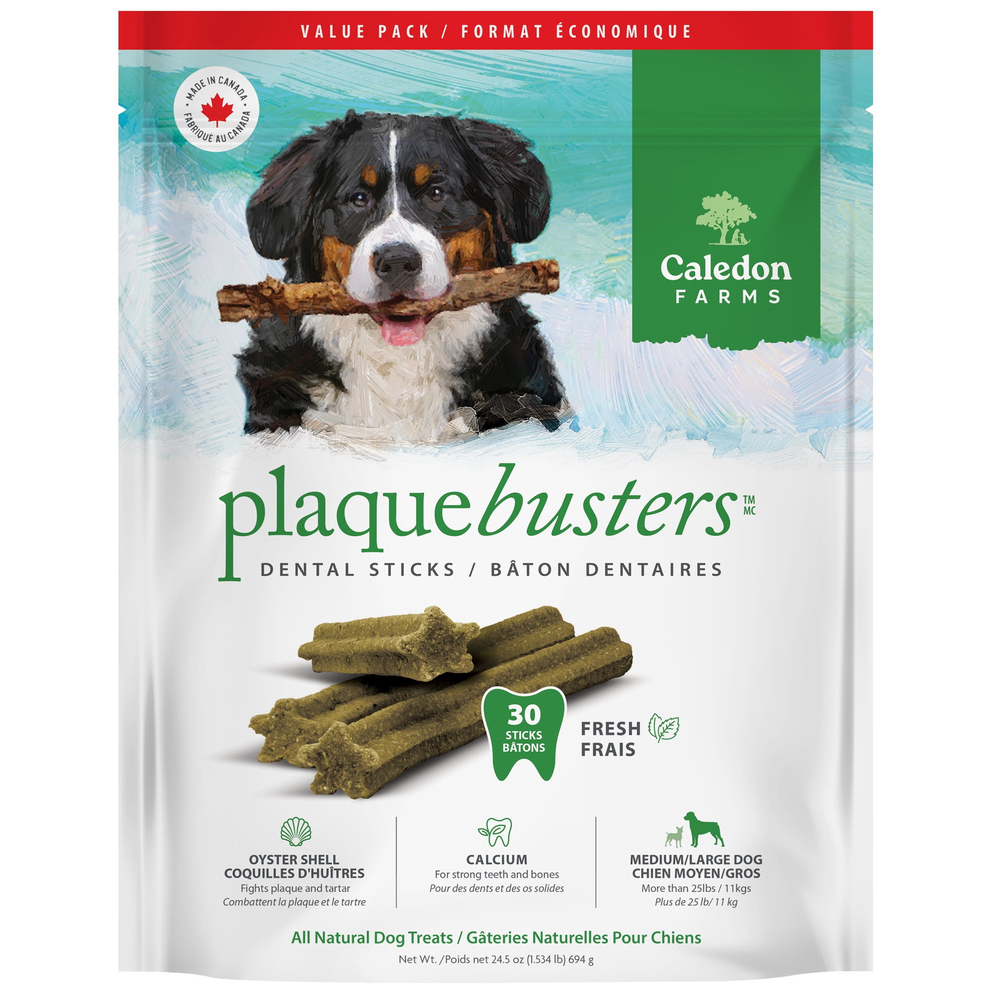 Caledon Farms Plaque Busters all Natural Dog Dental Sticks - Fresh ...