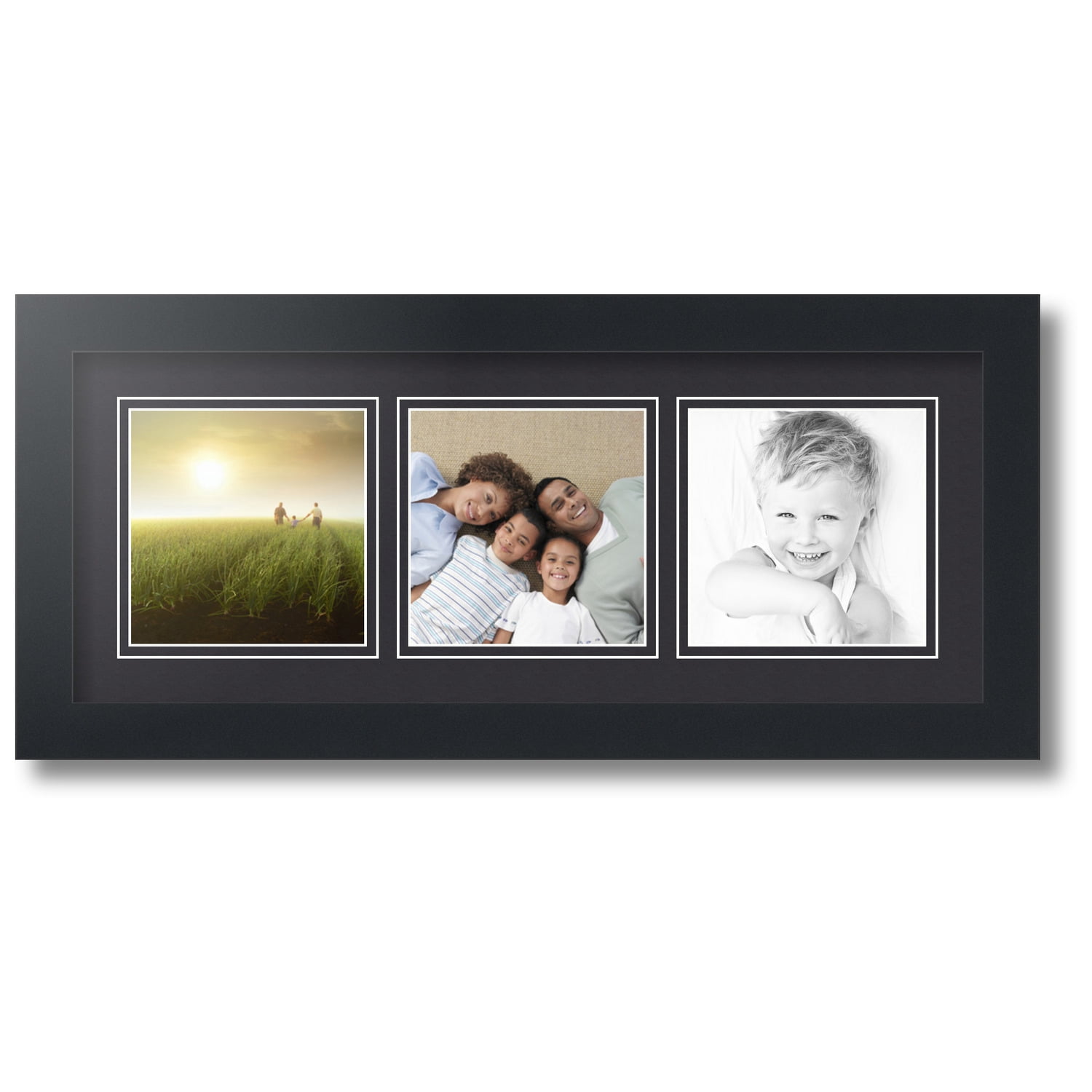 ArtToFrames Collage Photo Picture Frame with 3 - 5x5 Openings, Framed ...