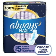 ALWAYS Infinity, Size 5, Extra Heavy Overnight Sanitary Pads with Wings ...