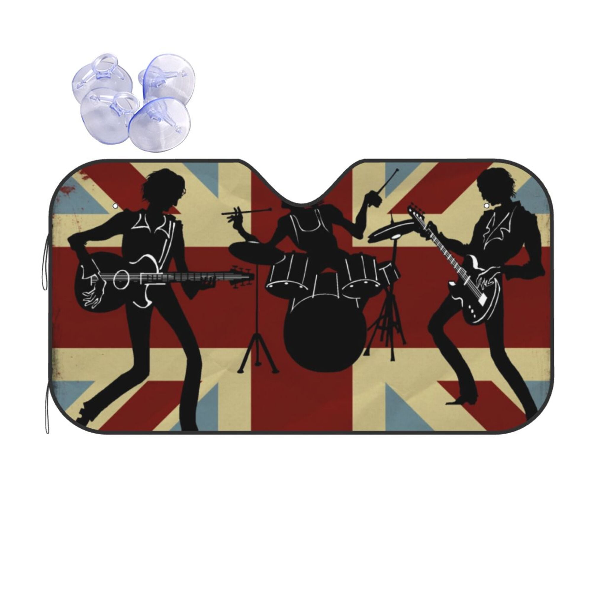 XMXY Car Sun Shade Windshield, British Band Silhouette Flag Automotive ...
