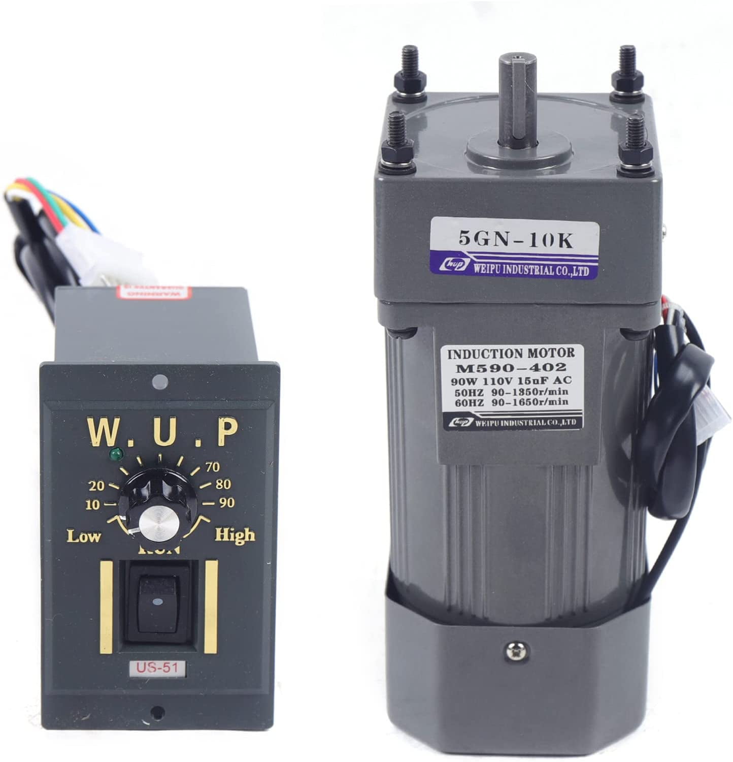 Miumaeov 110V AC Gear Motor Electric+Variable Speed Reduction ...