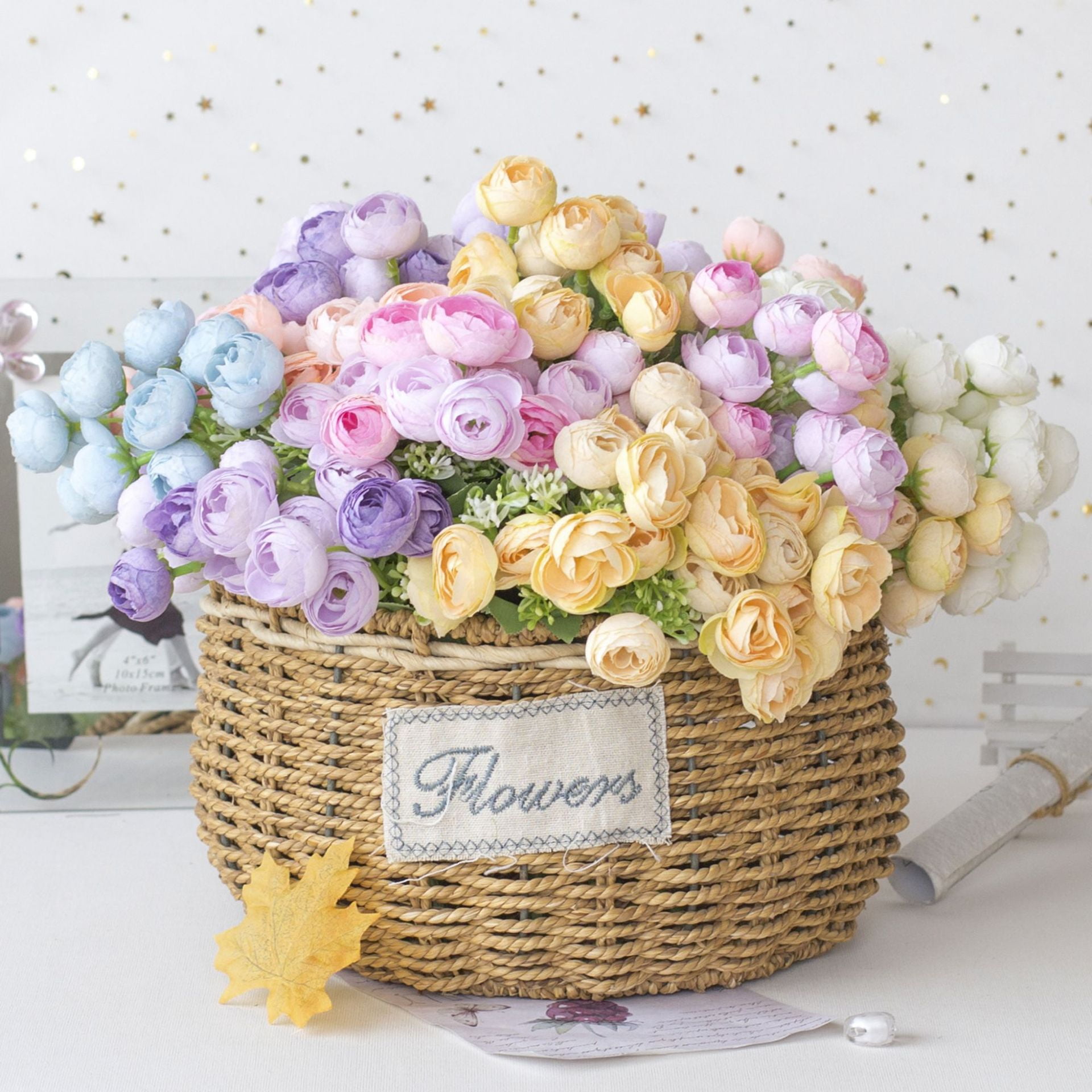 15 Heads Silk Rose Bouquet Artificial Flowers Mini Rose for DIY Wedding ...