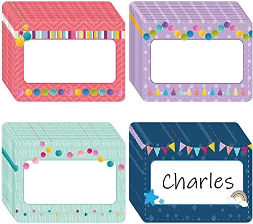 200 Pcs Self Adhesive Name Tag Stickers Palette Rainbow Labels Desk ...