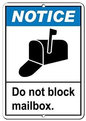 Traffic Signs 12x16 Notice Do Not Block Mailbox. Parking Sign Tin Metal ...