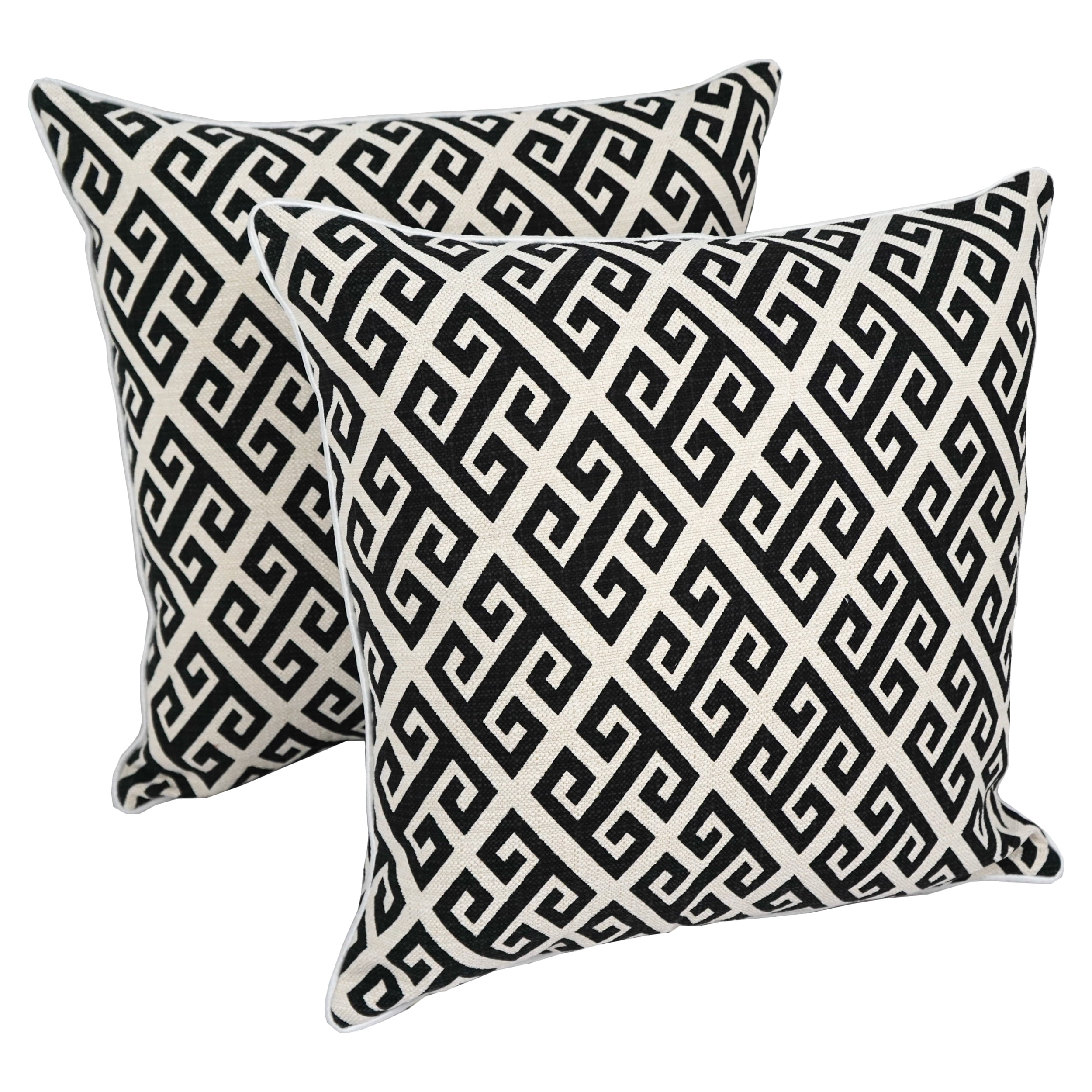 18-inch Corded Throw Pillows with Inserts (Set of 2) - Black and White ...