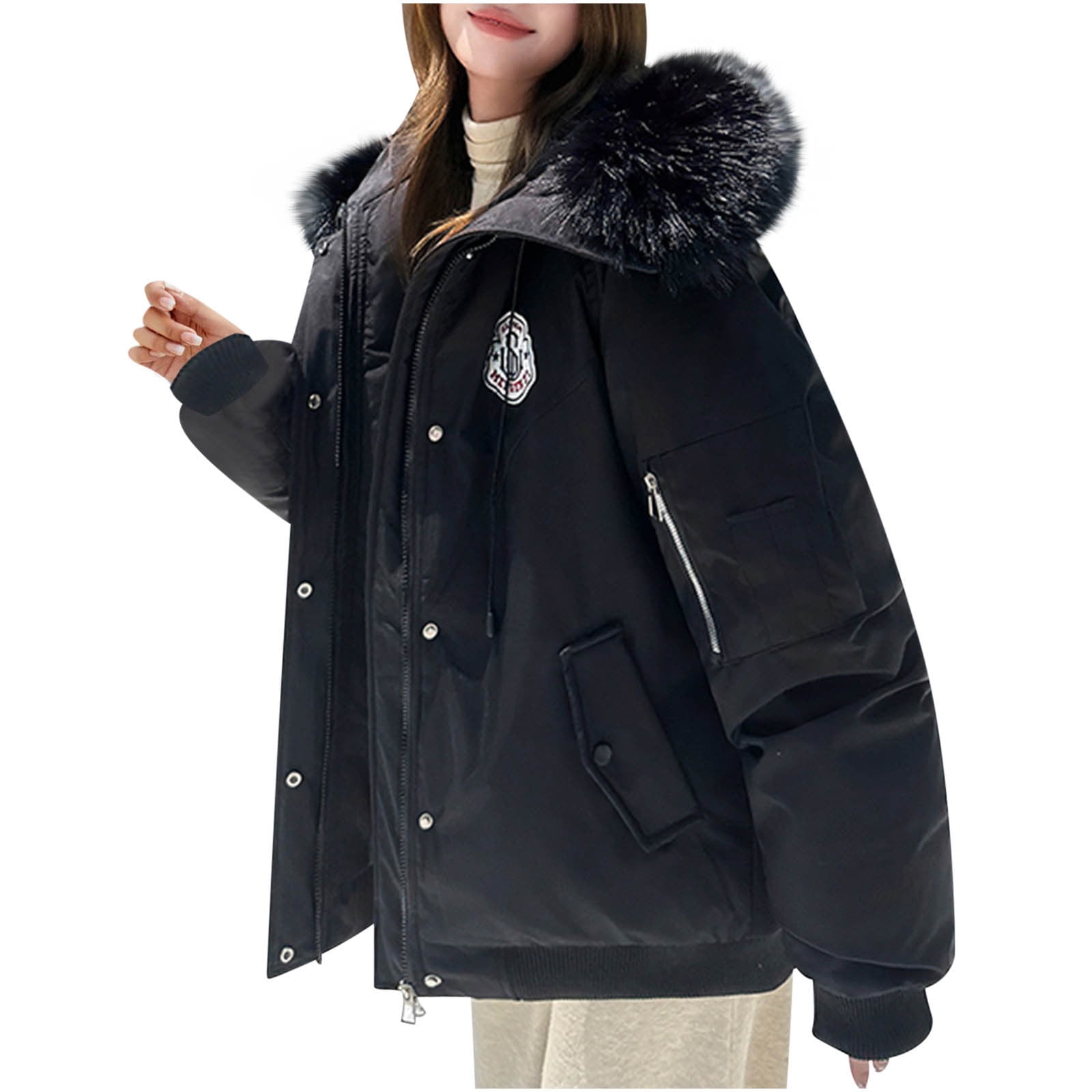 Click here for Ecqkame Womens Down Jackets Big Hair Collar Solid... prices