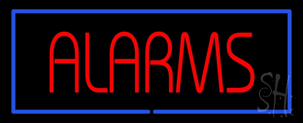 Red Alarms with Blue Border LED Neon Sign 10 x 24 - inches, Clear Edge ...