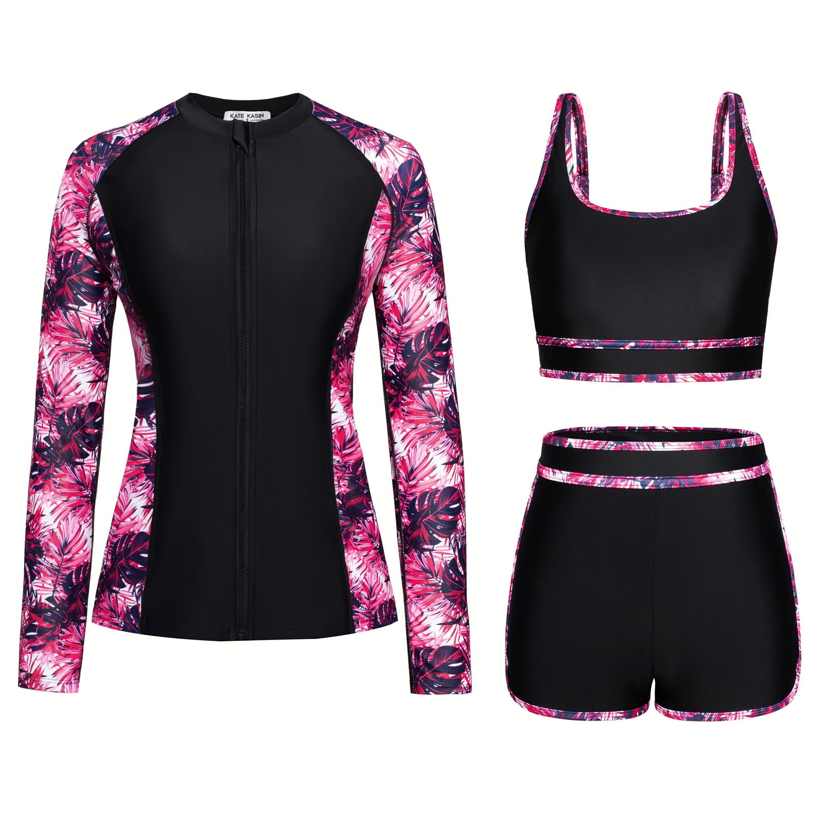Set Rash Guard Kate Kasin para mujer, manga larga, UPF 50+ XL | Walmart ...