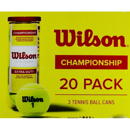 Wilson Championship Tennis Balls Extra Duty, 20 Pack (60 Balls ...