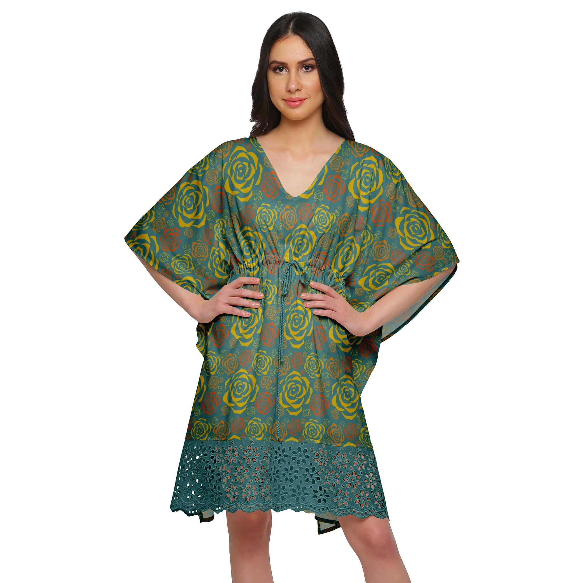 Click here for Moomaya Cutwork Lace Beach Kaftan For Women Printe... prices