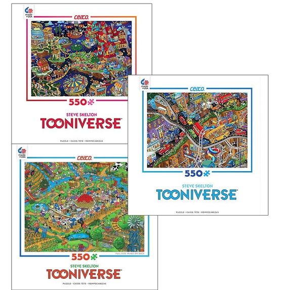 Tooniverse Steve Skelton 550 Piece Jigsaw Puzzle Deluxe Gift Set (3 ...