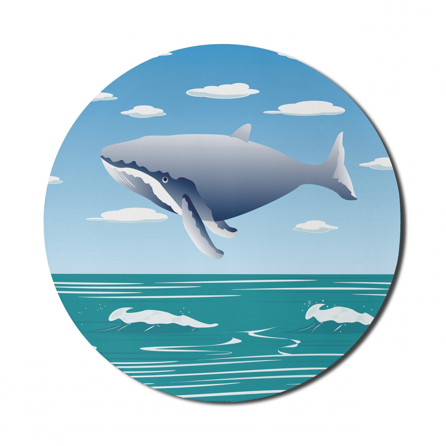 Whale Mouse Pad for Computers, Ocean Sunny Summer Landscape with Huge ...