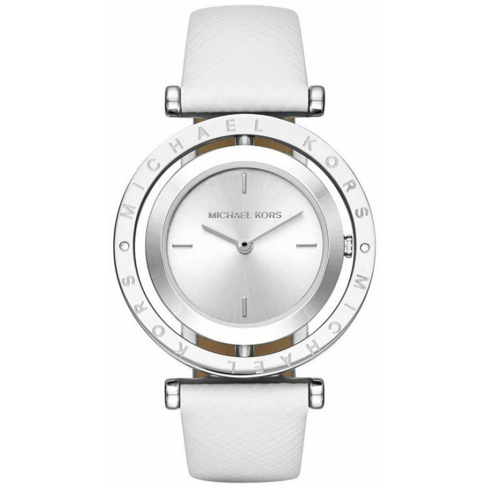 Michael Kors - Michael Kors Women's Averi White Leather Strap Watch ...