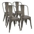 Furmax Heavy Duty Industrial Metal Dining Chairs, Set of 4 for Kitchen ...