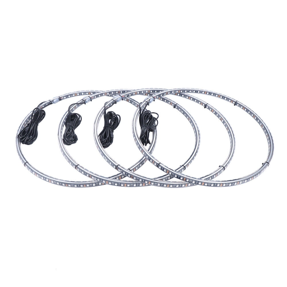 Buy CNCEST 4x17.5 Bluetooth Double Row LED Wheel Ring Lights Color RGB ...