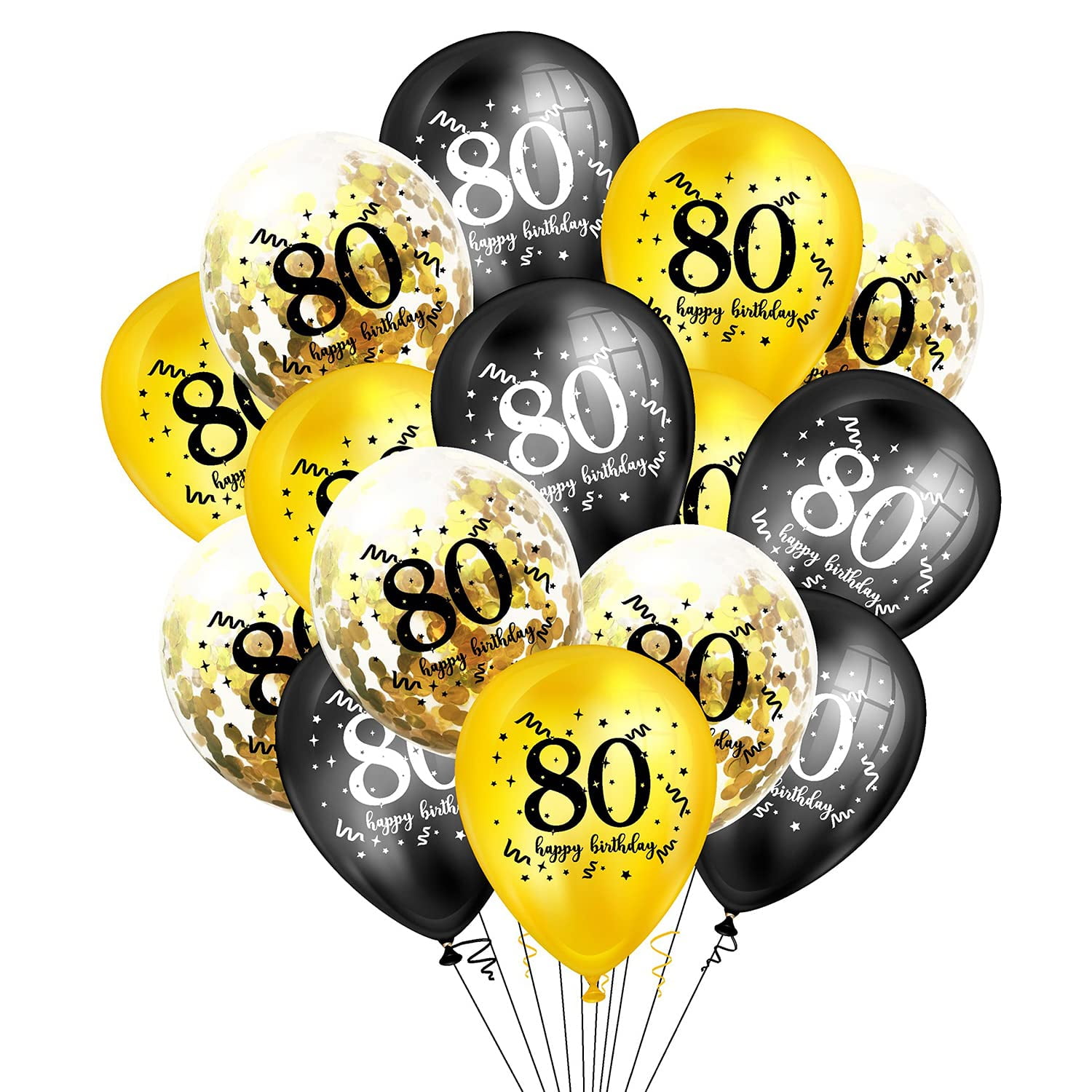 AMZPTBOY 80th Birthday Party Balloons 12 Inch 80 Year Old Balloon Black ...