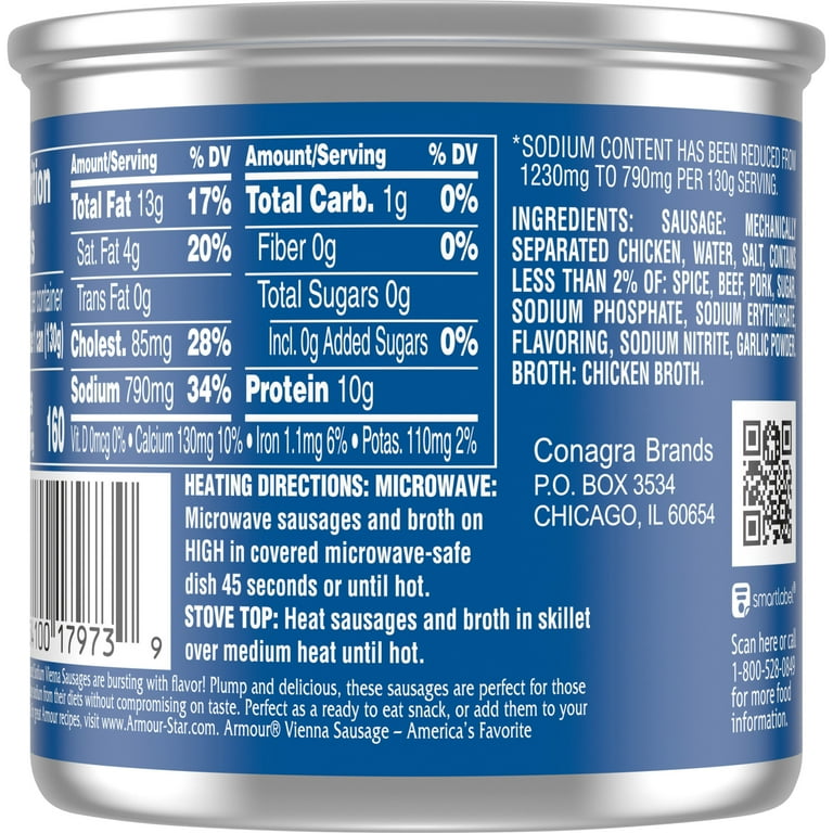 Armour Star Vienna Sausage Reduced Sodium 4.6 oz