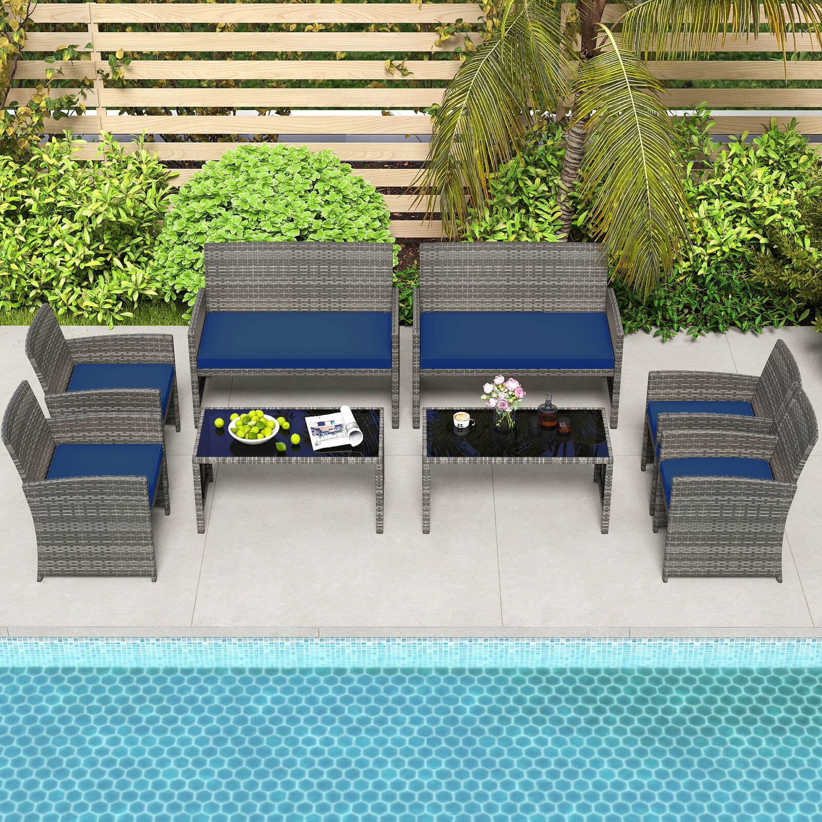 Click here for Costway 8 Pcs Patio Conversation Set With Seat Cus... prices