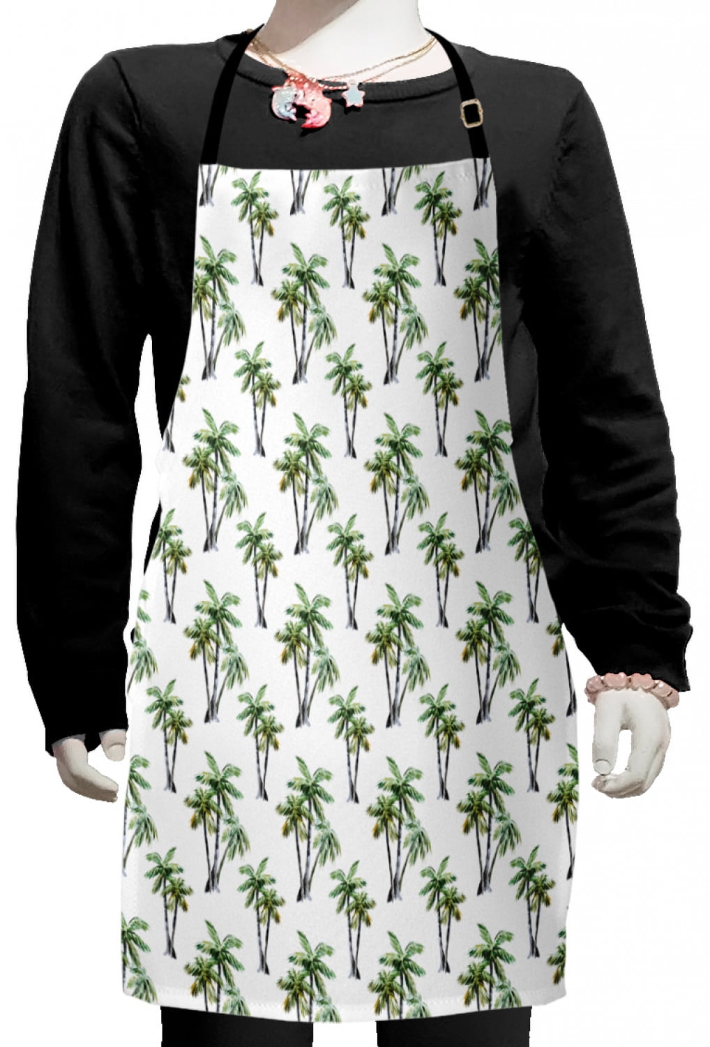 Tropical Kids Apron, Retro Tropic Jungle Theme with Green Hawaiian Palm ...