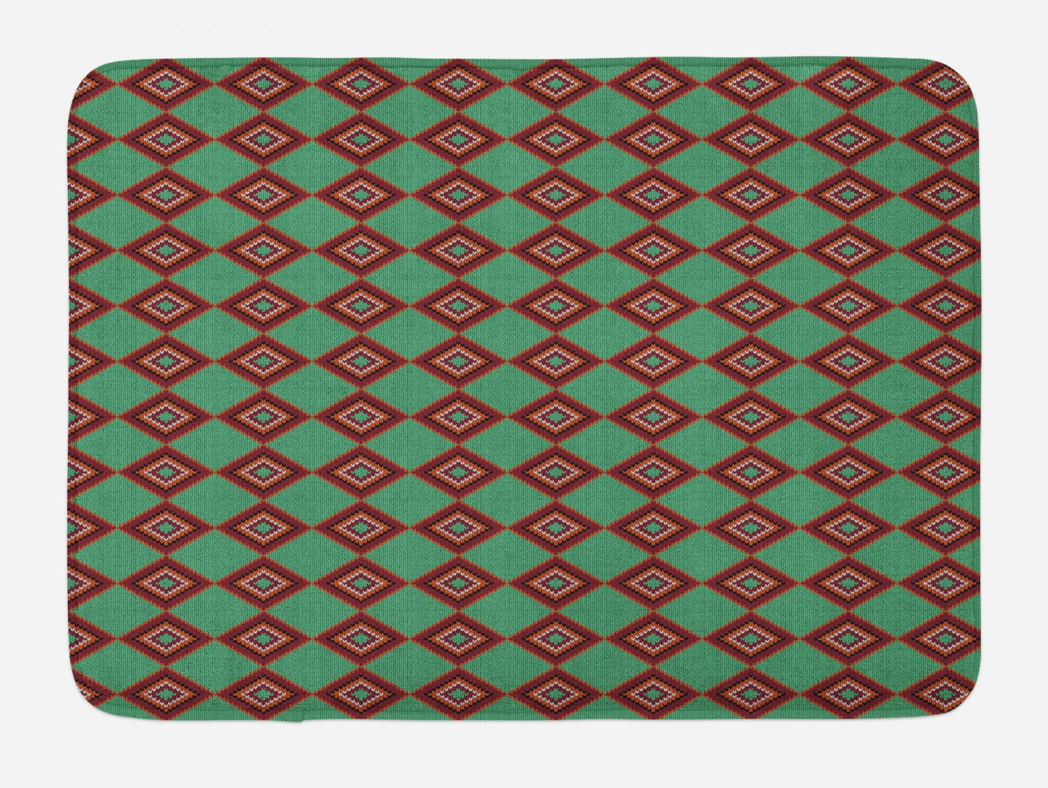 Ethnic Bath Mat, Colorful Rhombuses with Ornamental Chevron Pattern ...