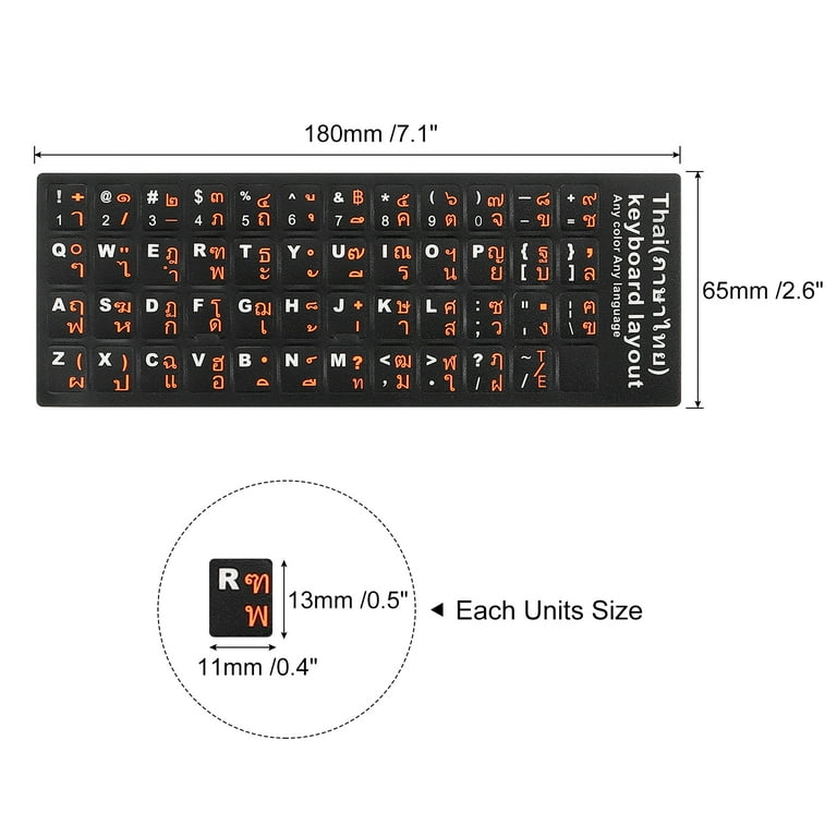 Thai Language Keyboard Thai Keyboard Stickers - Transparent Orange ...