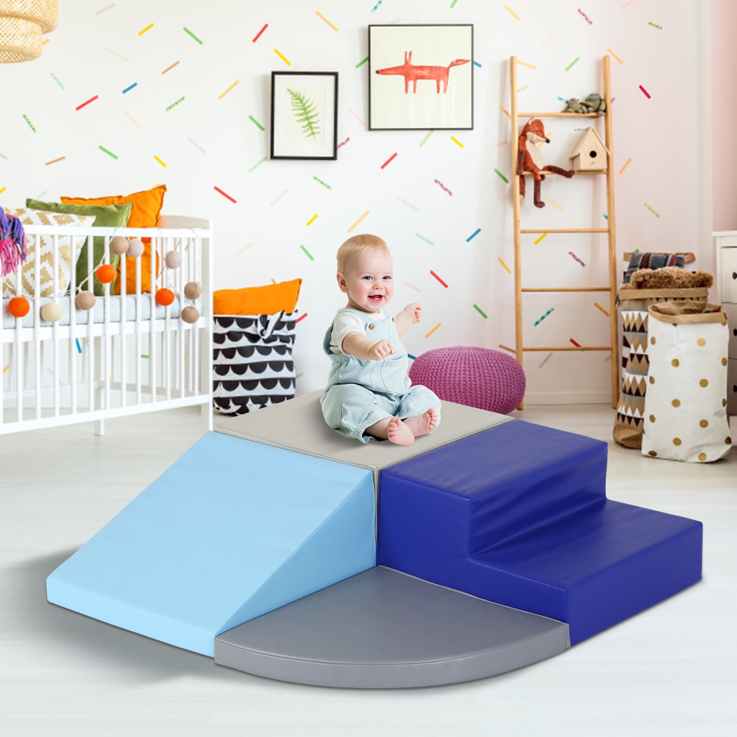 NiamVelo Baby Climb & Crawl Foam Play Set , 4-Piece Set Foam Climbing ...