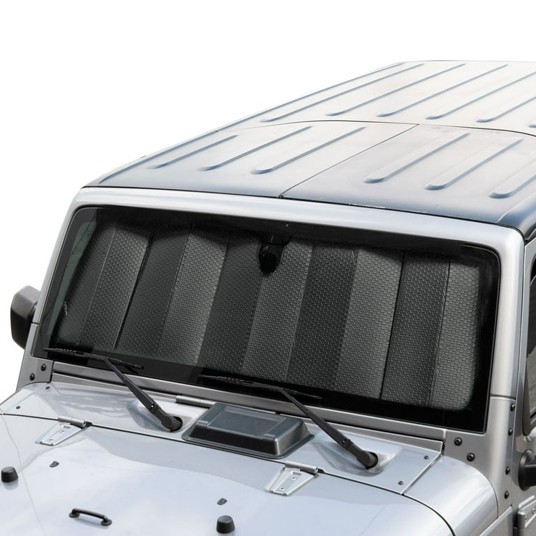 Custom Fit Windshield Sun Shade for Jeep Wrangler Exact Fit Fordable Accordion UV Protection Fits 1987 2019 JK JL CJ YJ TJ 53 x 16.5