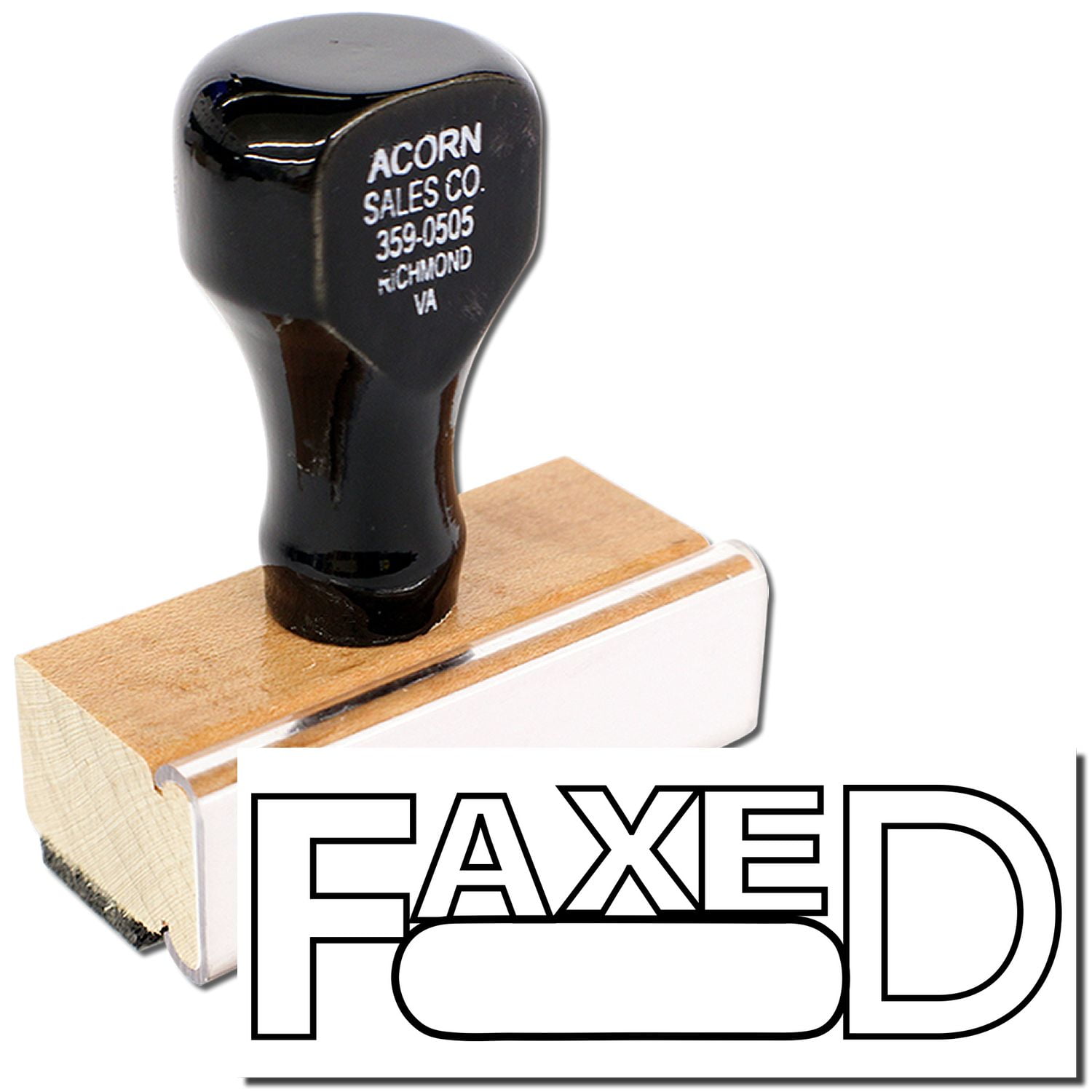 Large Faxed with Round Date Box Rubber Stamp, Wooden Handle Rubber ...